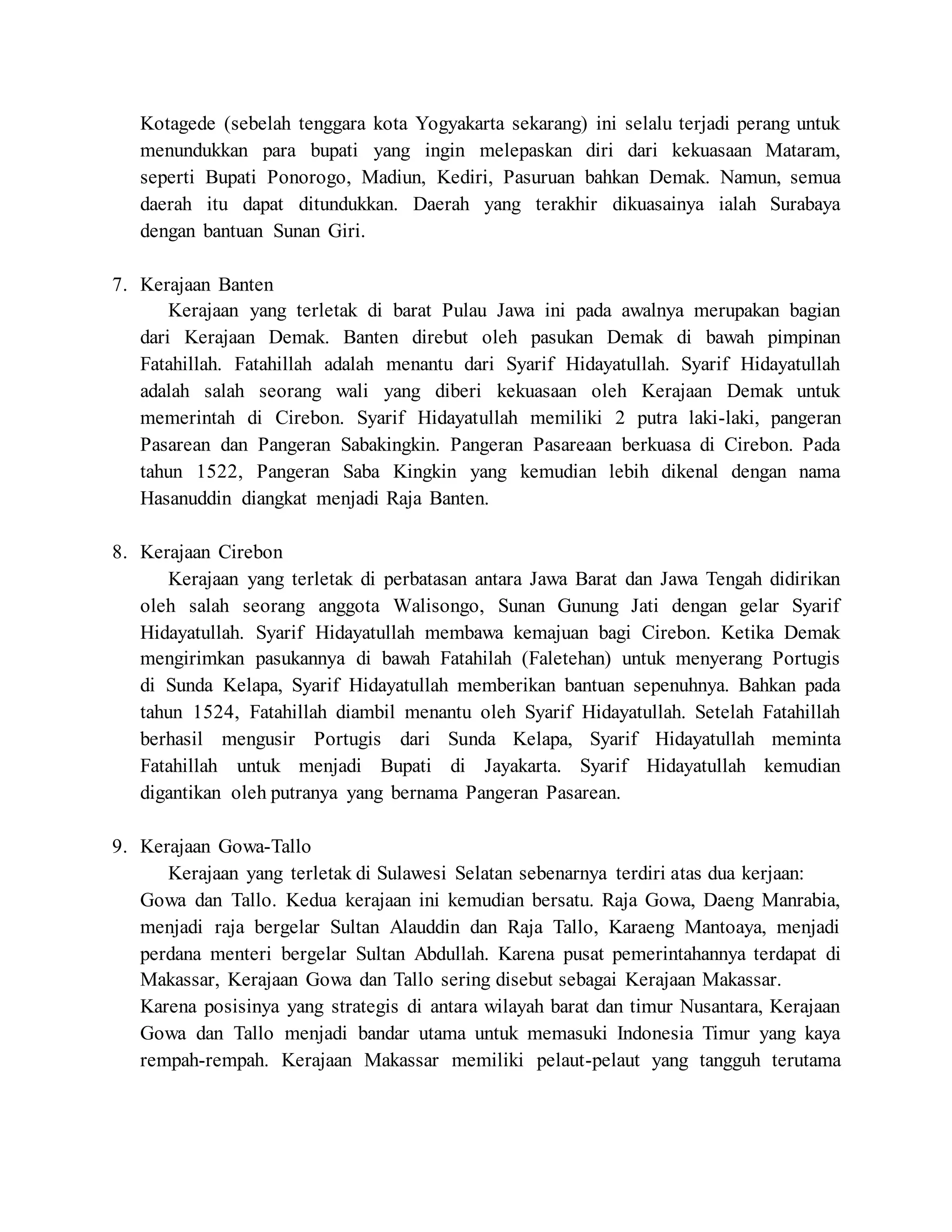 Makalah Kerajaan-kerajaan Islam di Indonesia | DOCX