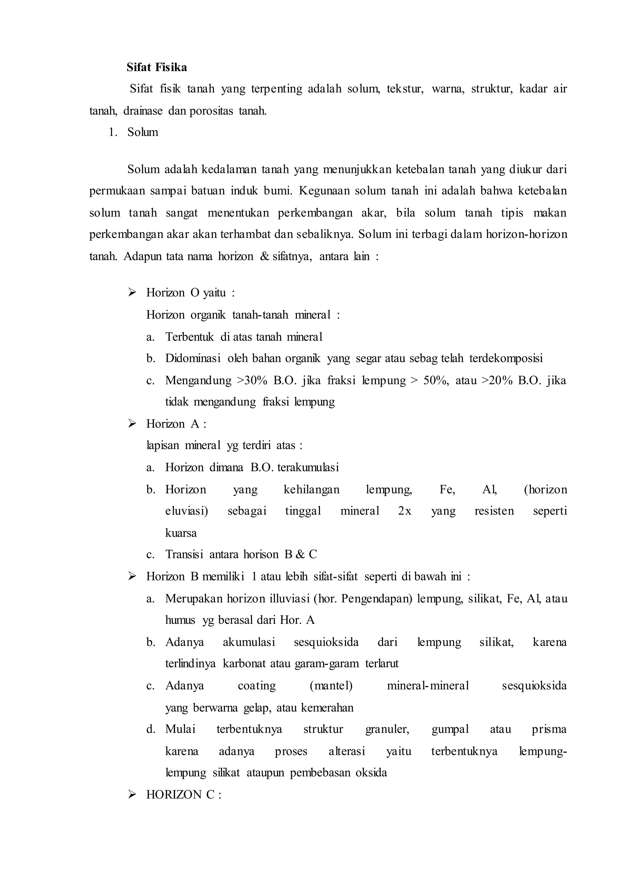 Makalah sifat fisika dan kimia tanah organisme yang hidup di dalam ...