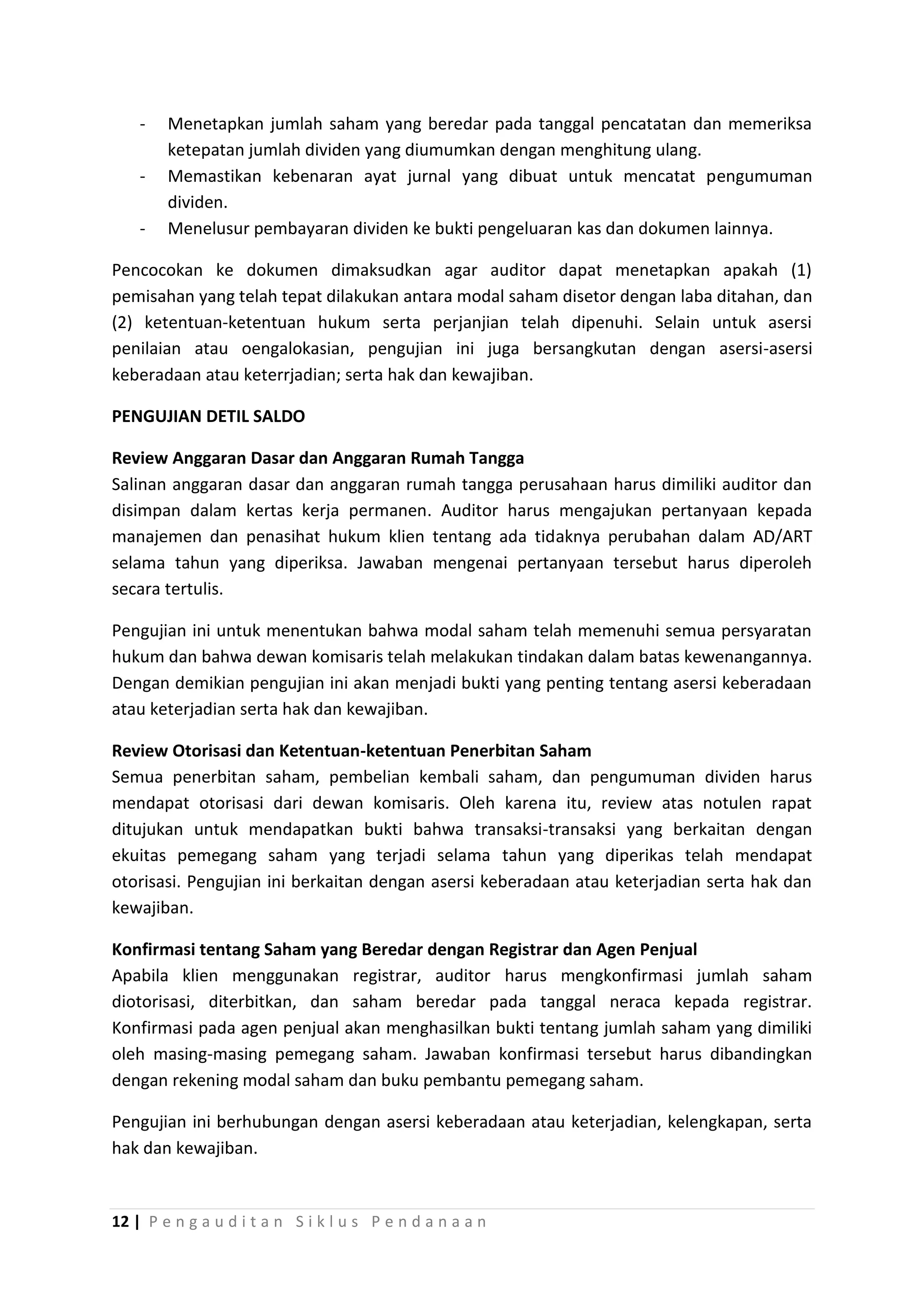 Makalah pengauditan siklus pendanaan/pembelanjaan | PDF