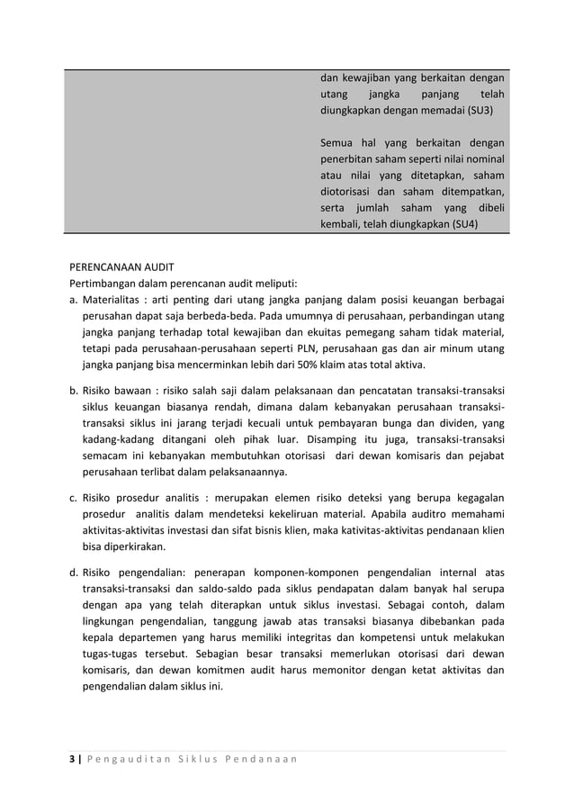 Makalah pengauditan siklus pendanaan/pembelanjaan | PDF