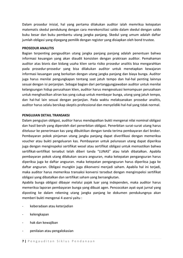 Makalah pengauditan siklus pendanaan/pembelanjaan | PDF