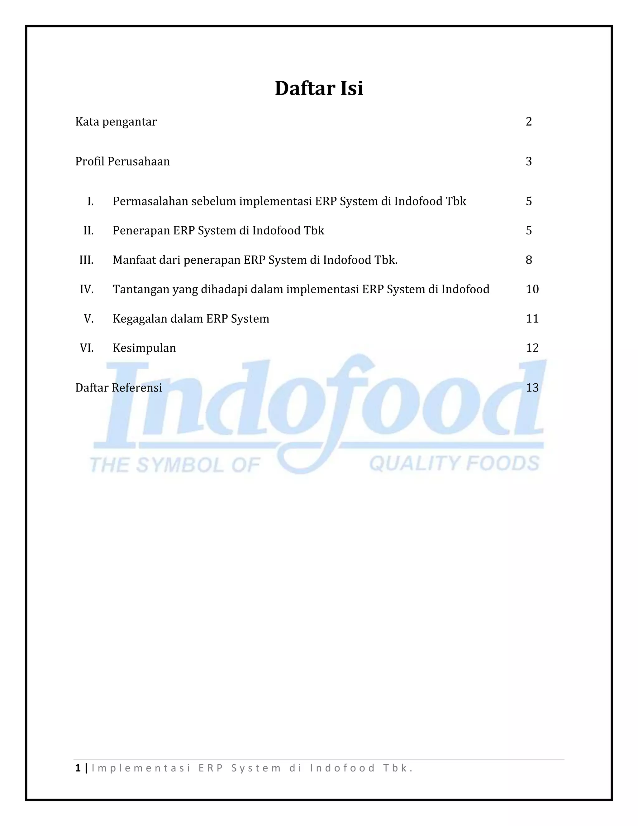 Makalah Implementasi ERP Indofood | DOCX