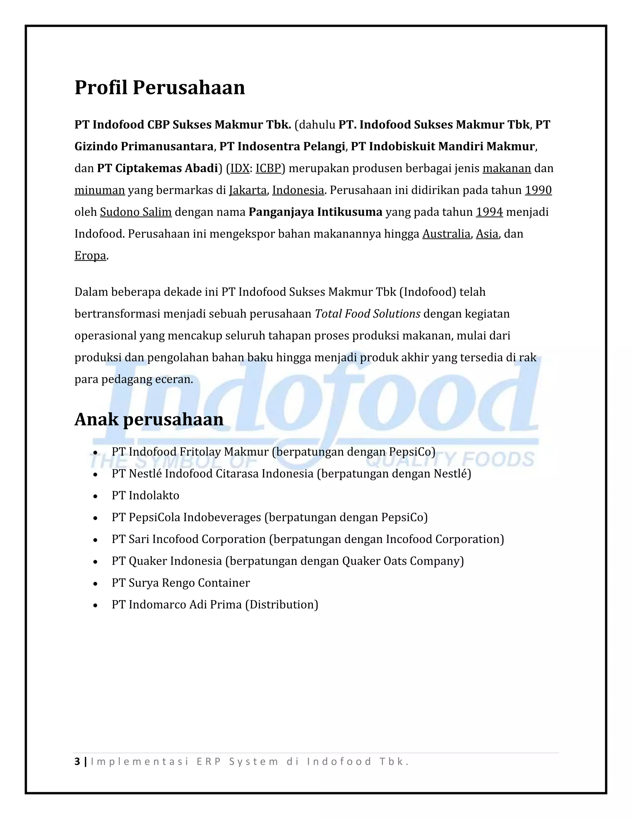Makalah Implementasi ERP Indofood | DOCX