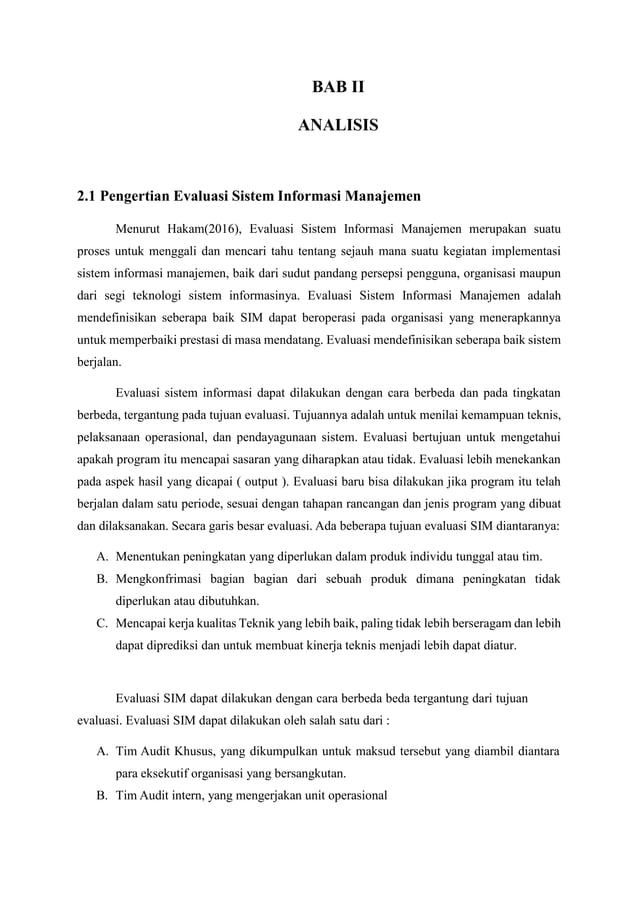 Sistem Informasi Manajemen : Penerapan serta Analisis Evaluasi SIM pada ...