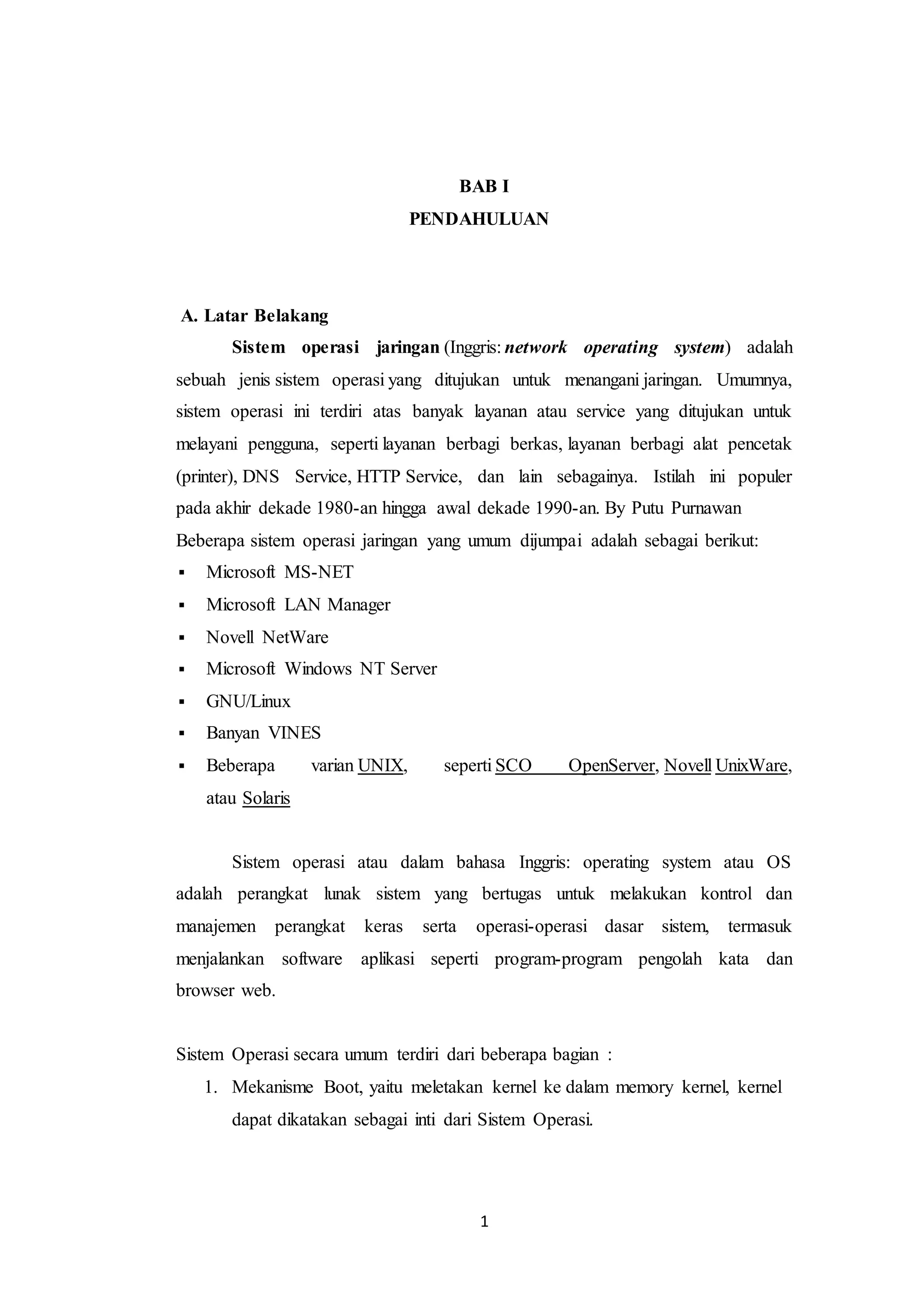 Makalah sistem operasi jaringan | DOCX