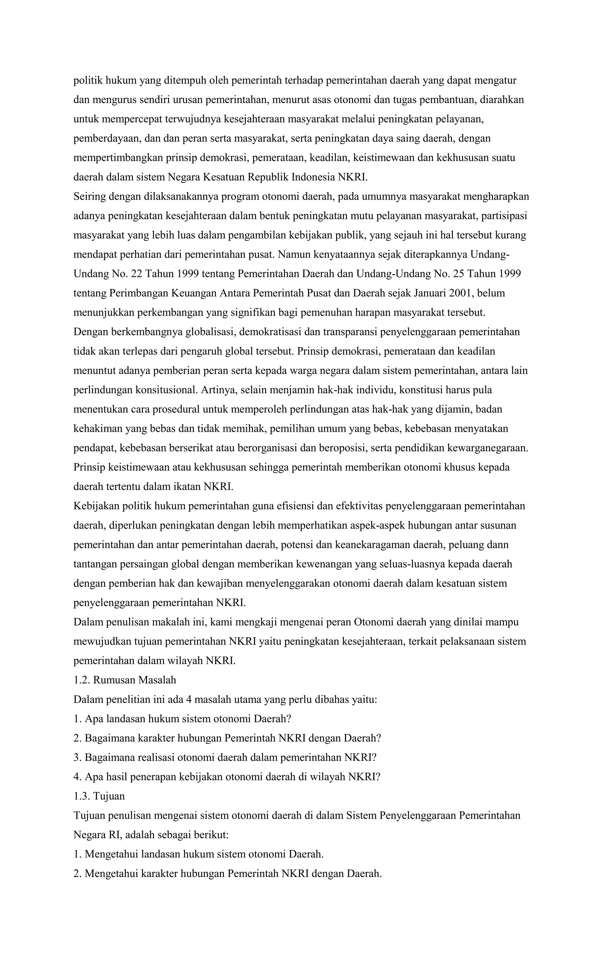 Makalah sistem pemerintahan daerah | DOCX