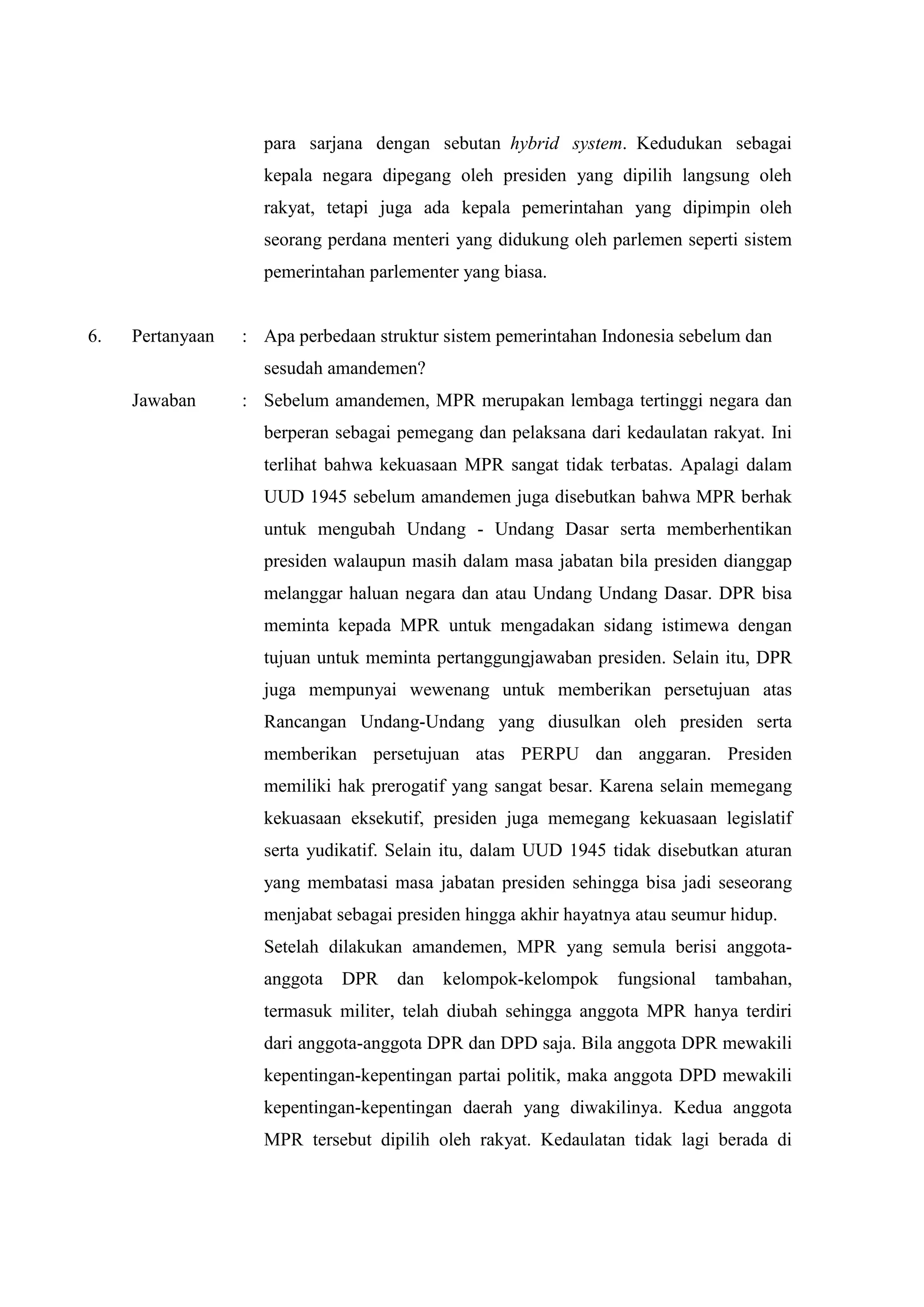 Makalah Sistem Pemerintahan Indonesia | DOCX