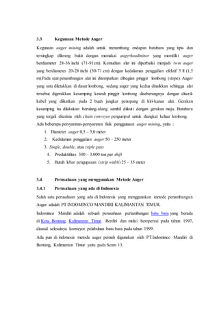 Makalah sistem penambangan auger kel 5 | DOCX