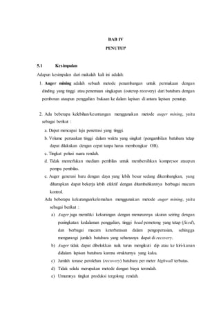 Makalah sistem penambangan auger kel 5 | DOCX