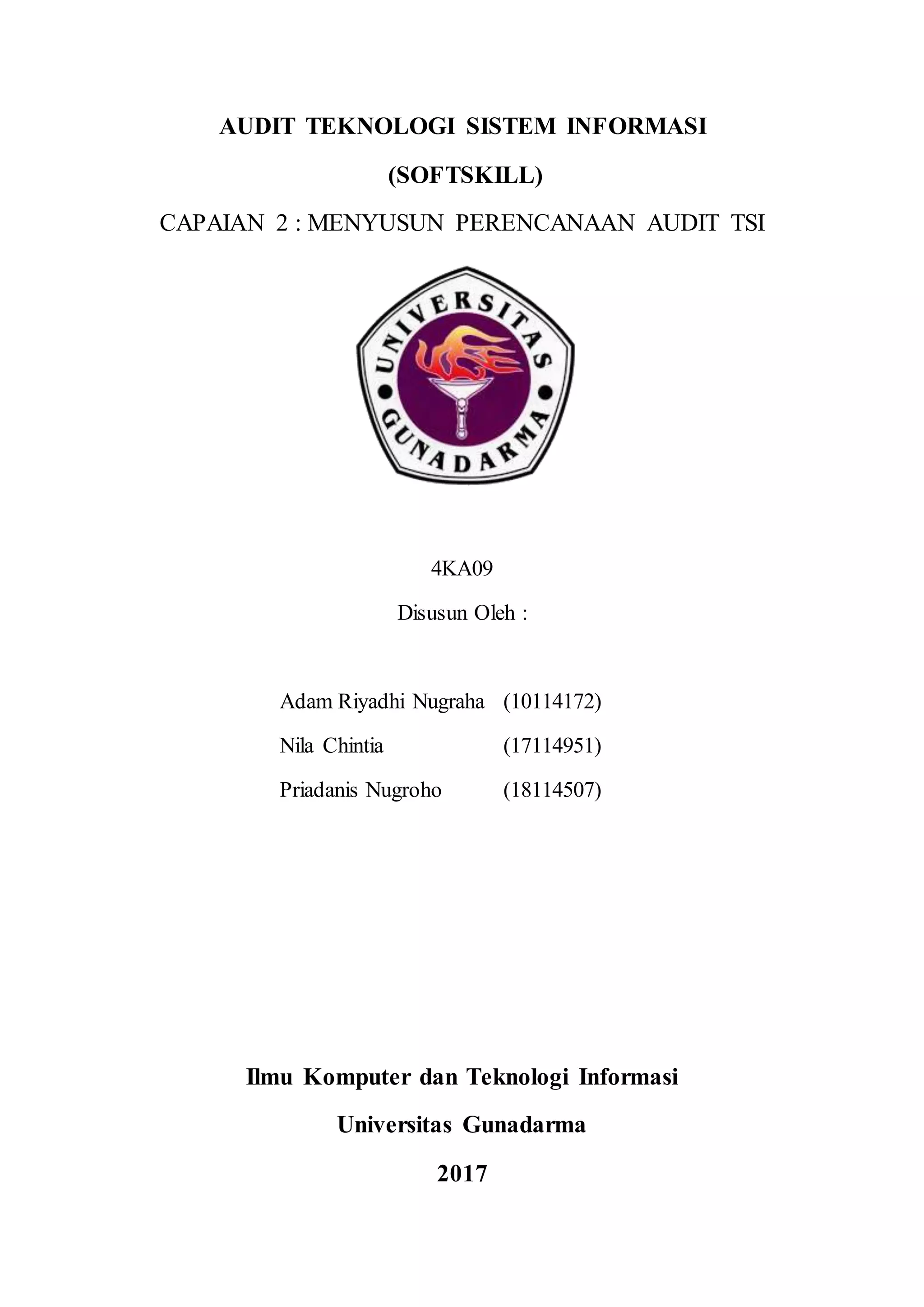 Makalah Capaian 2 : Menyusun Perencanaan Audit TSI | DOCX