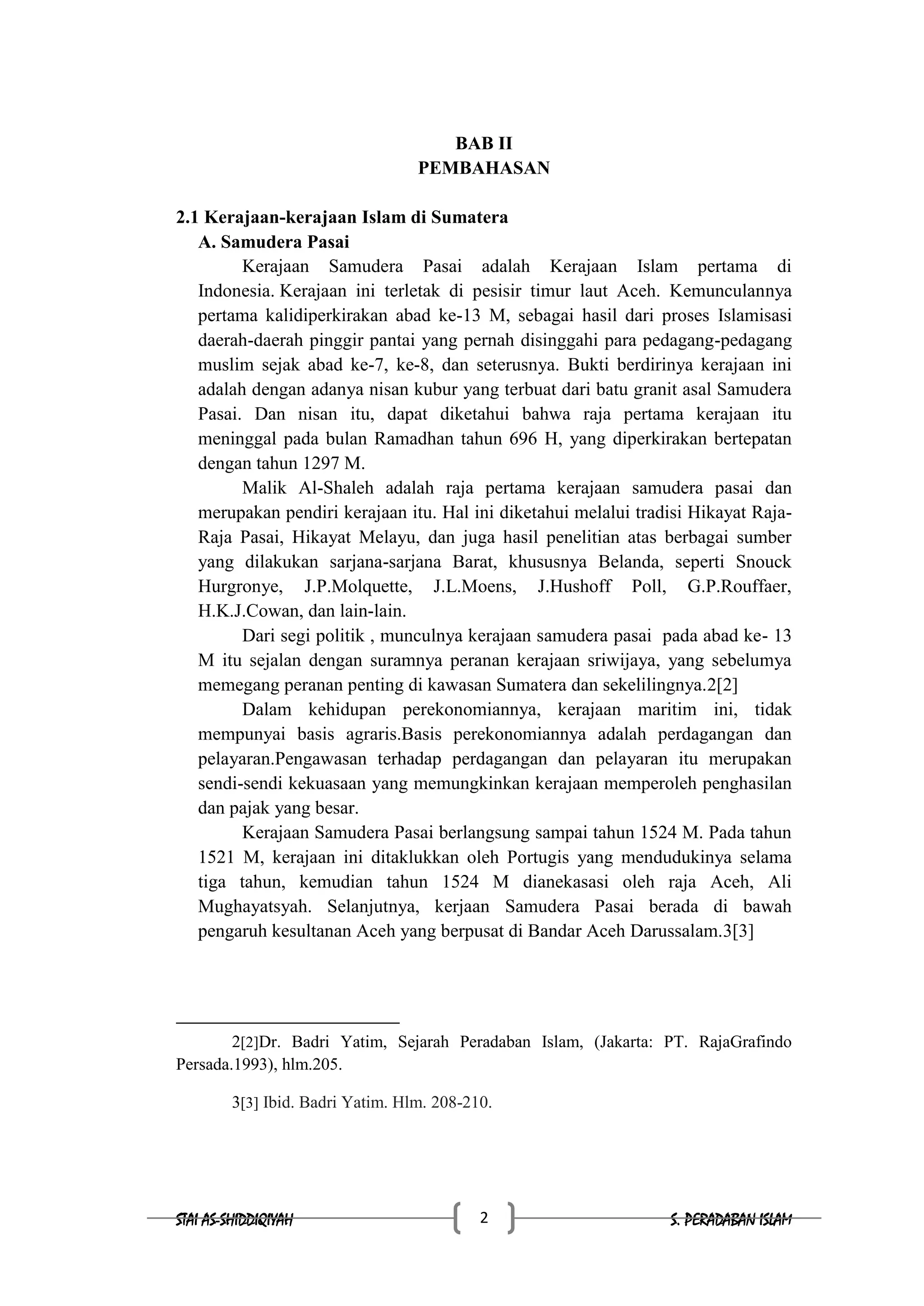 Makalah spi kerajaan islam sebelum penjajahan belanda | DOCX