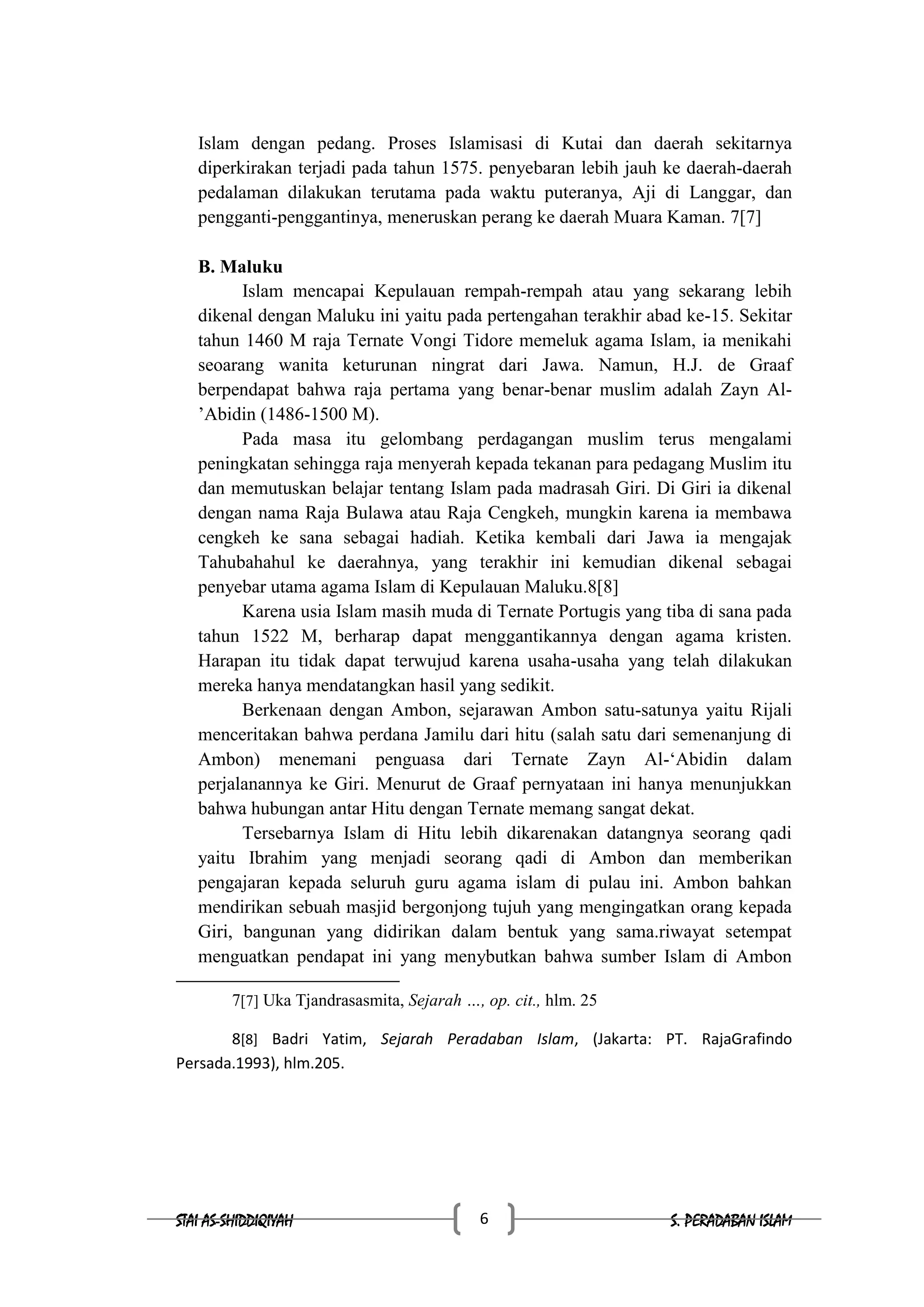 Makalah spi kerajaan islam sebelum penjajahan belanda | DOCX