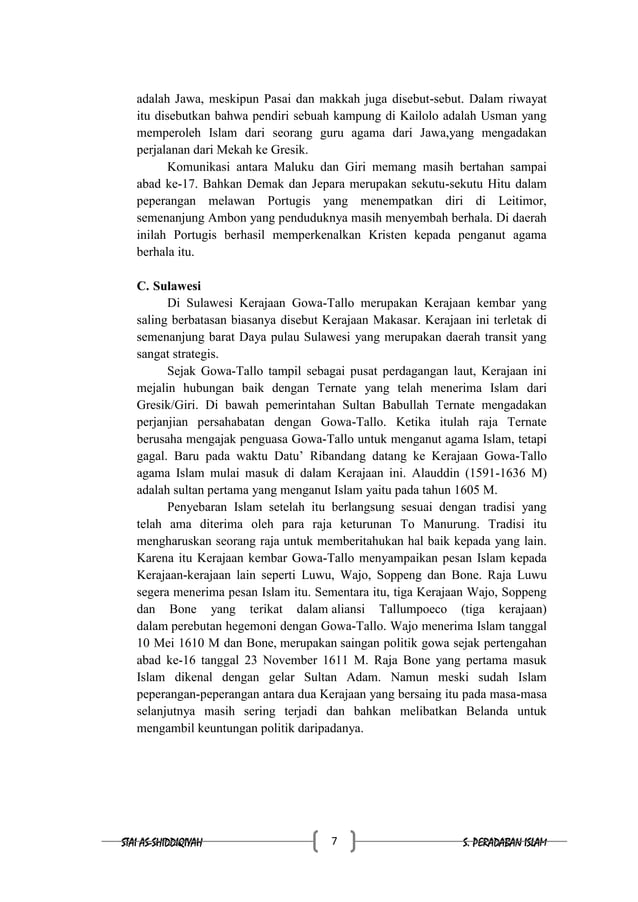 Makalah spi kerajaan islam sebelum penjajahan belanda | DOCX