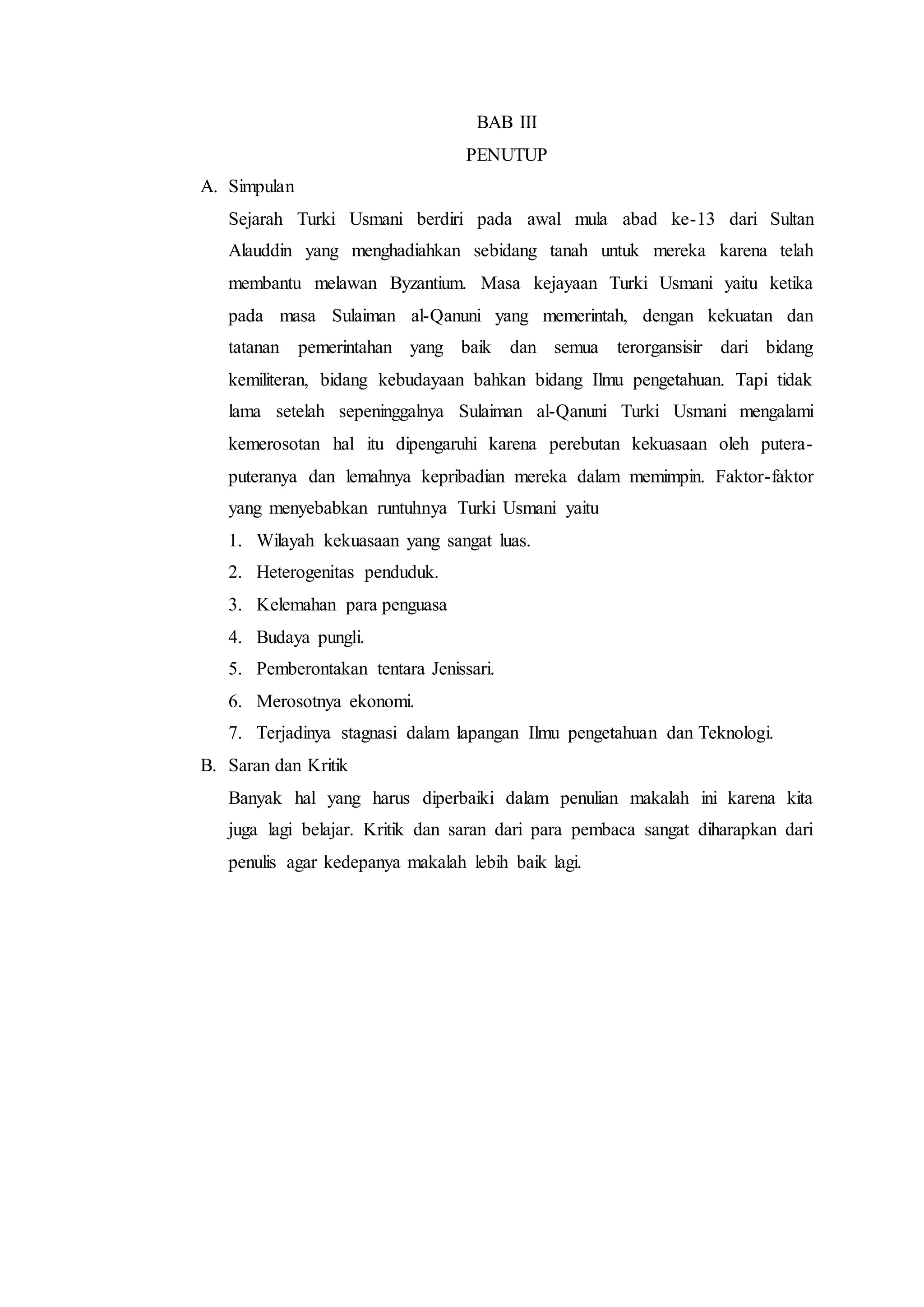 Makalah spi turki usmani | DOCX