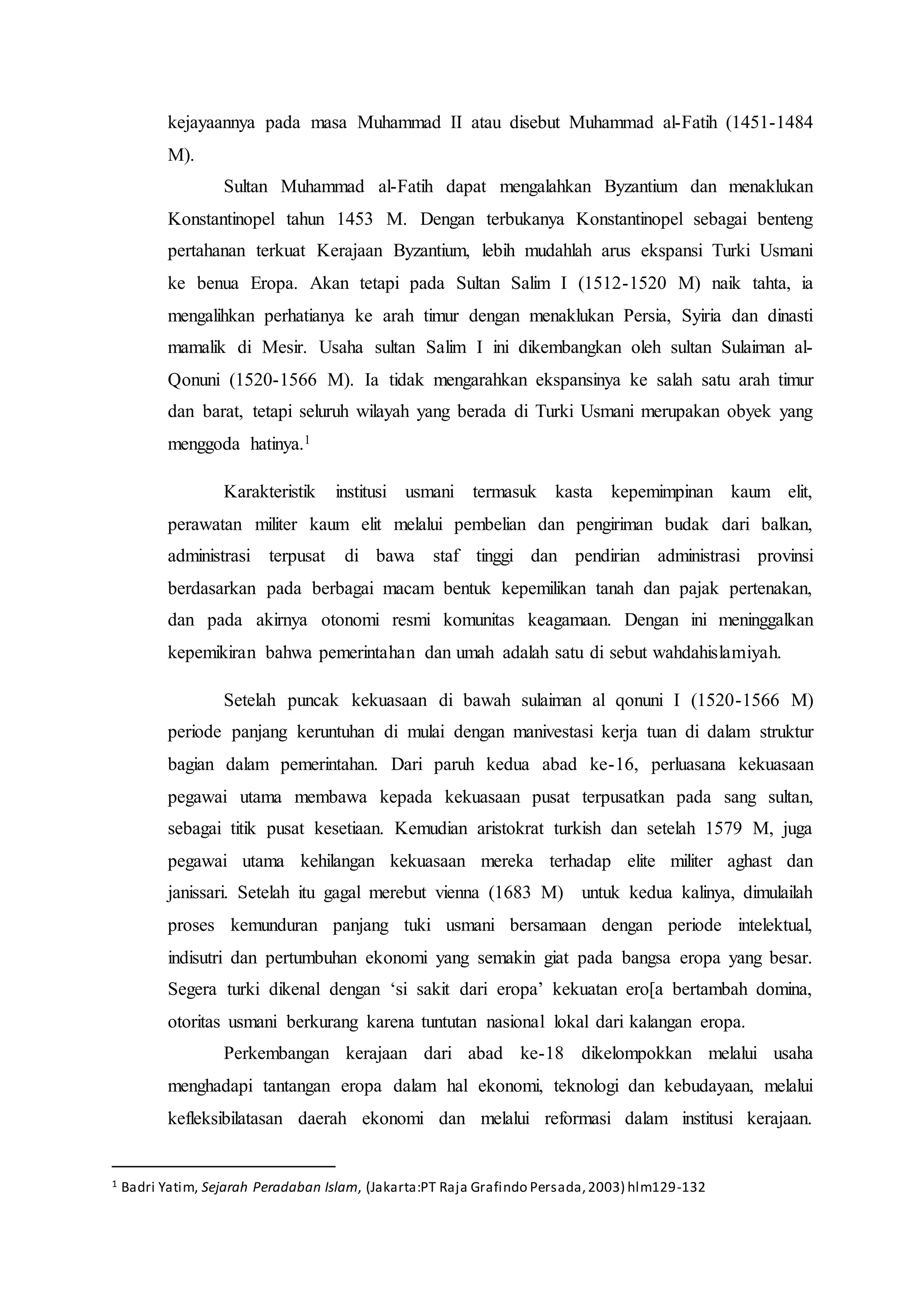 Makalah spi turki usmani | DOCX