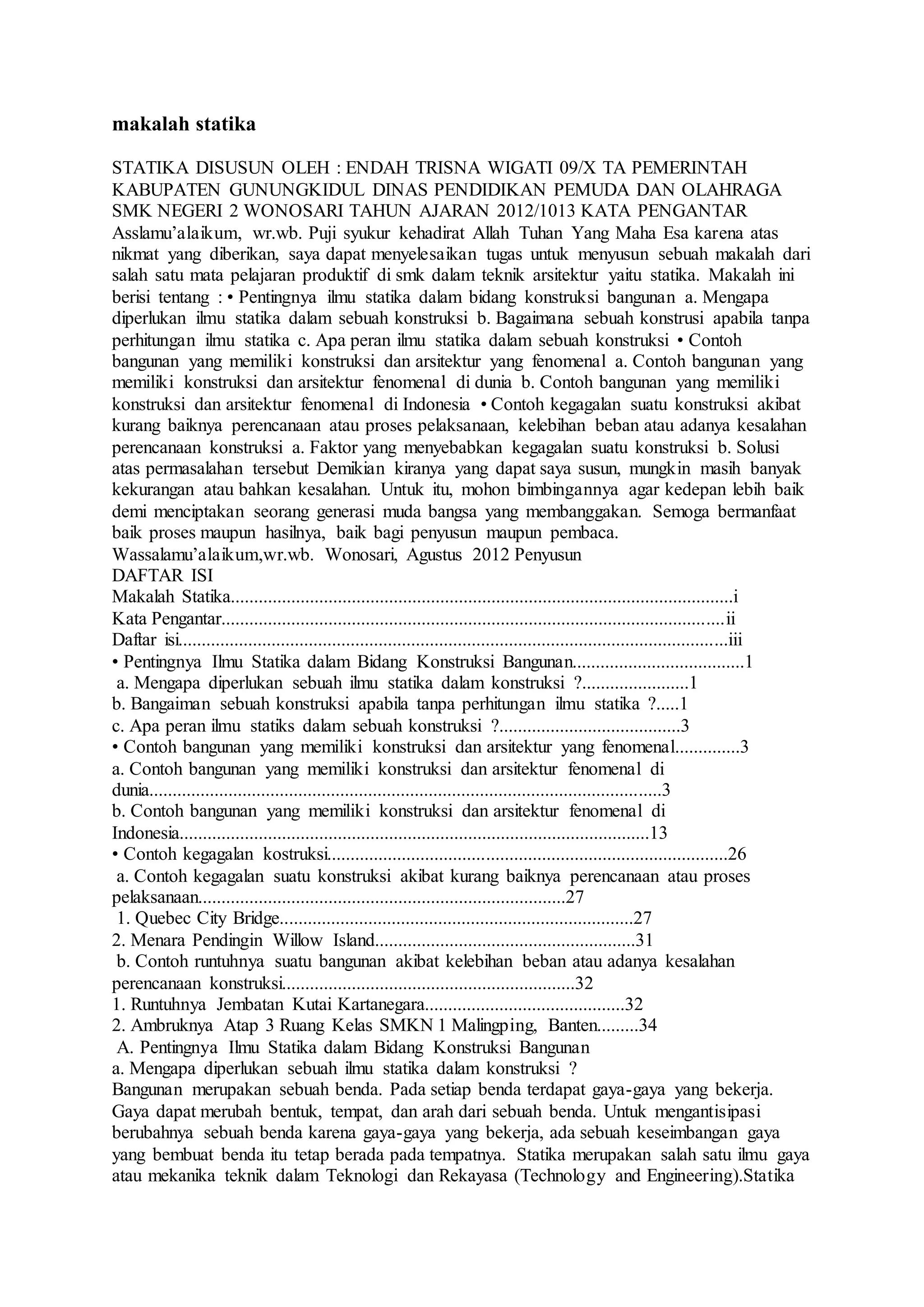 Makalah statika | DOCX