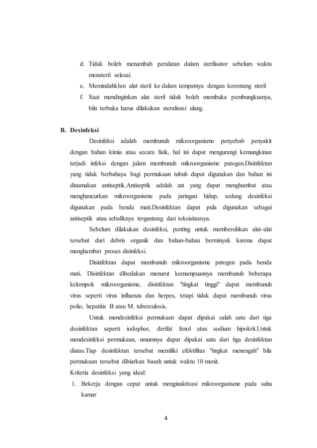 Makalah sterilisasi dan desinfeksi | DOCX