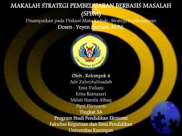 Makalah strategi pembelajaran berbasis masalah (spbm) | PPTX