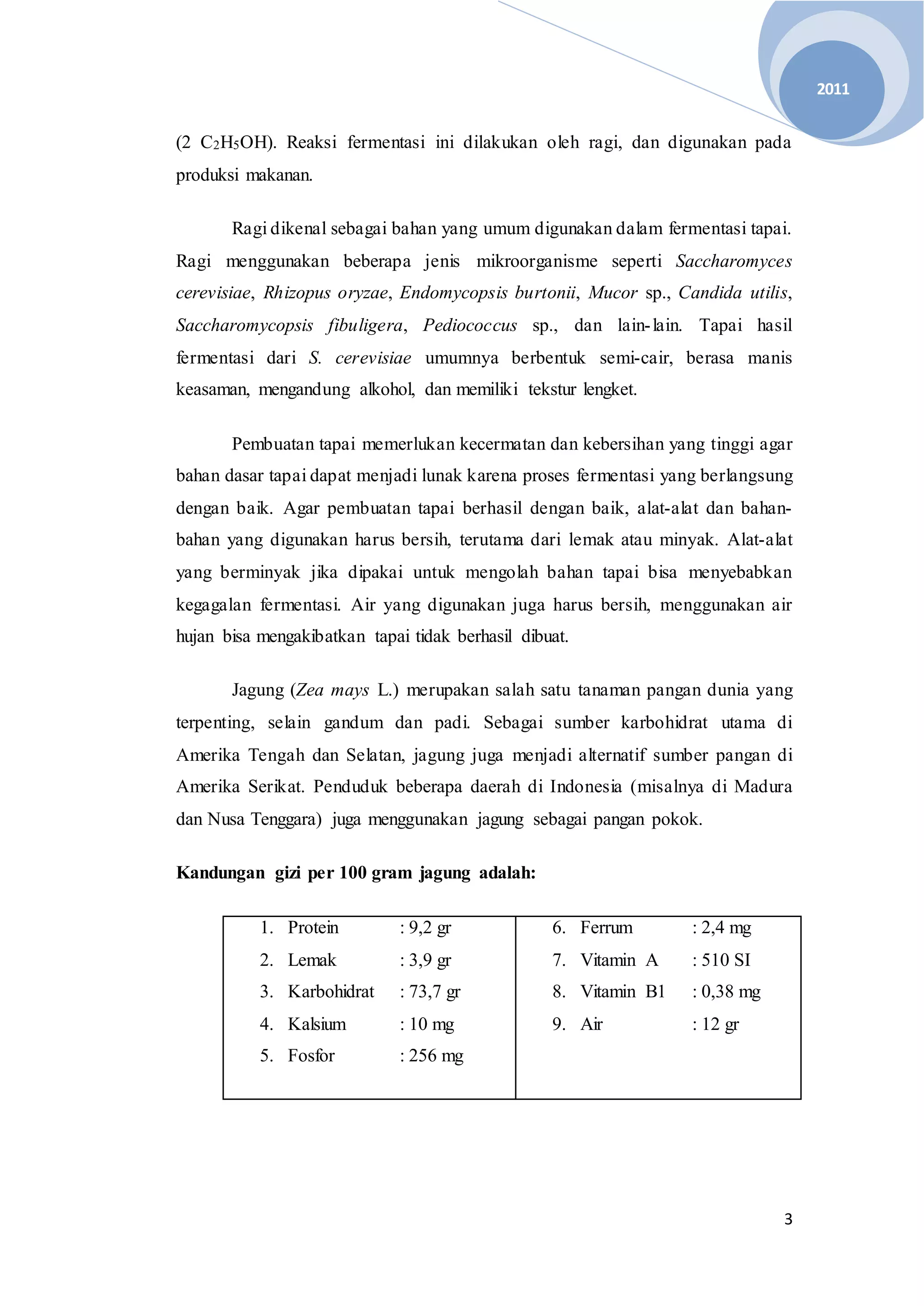Tapai dari beras jagung | DOCX