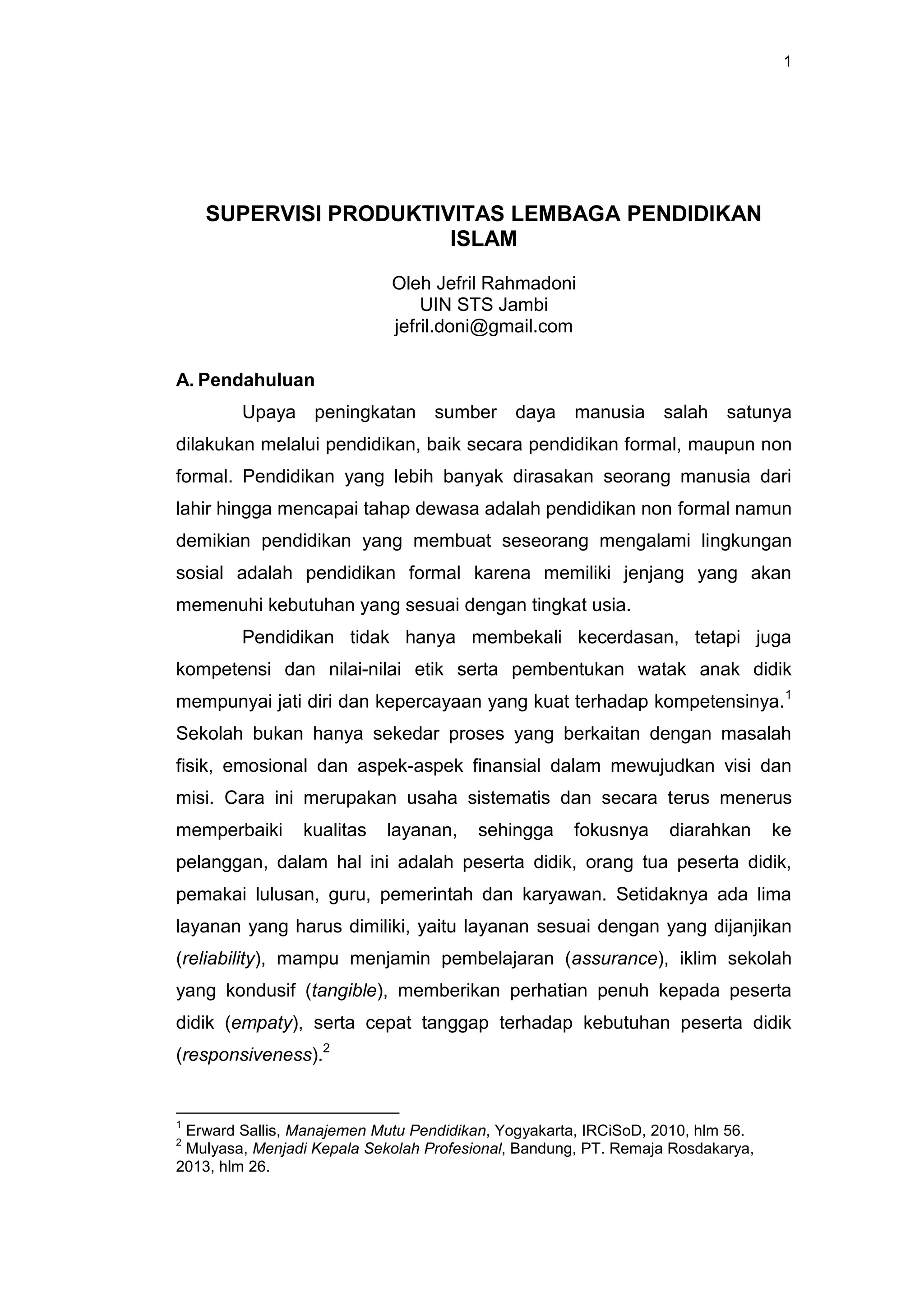 Supervisi Pendidikan | PDF