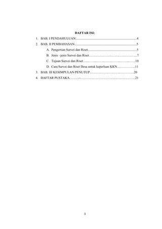 Makalah survei dan riset untuk keperluan kkn | PDF