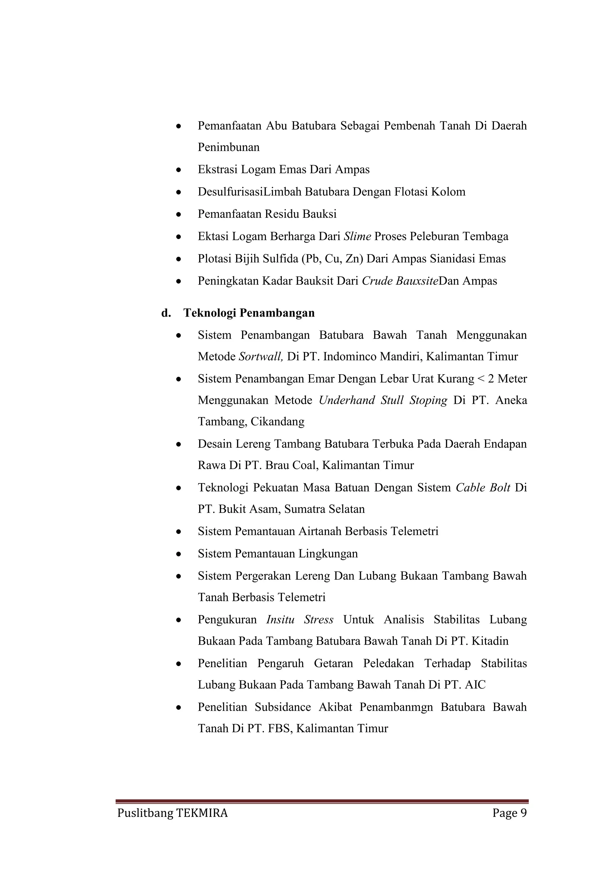 Makalah survei puslitbang tekmira | DOCX