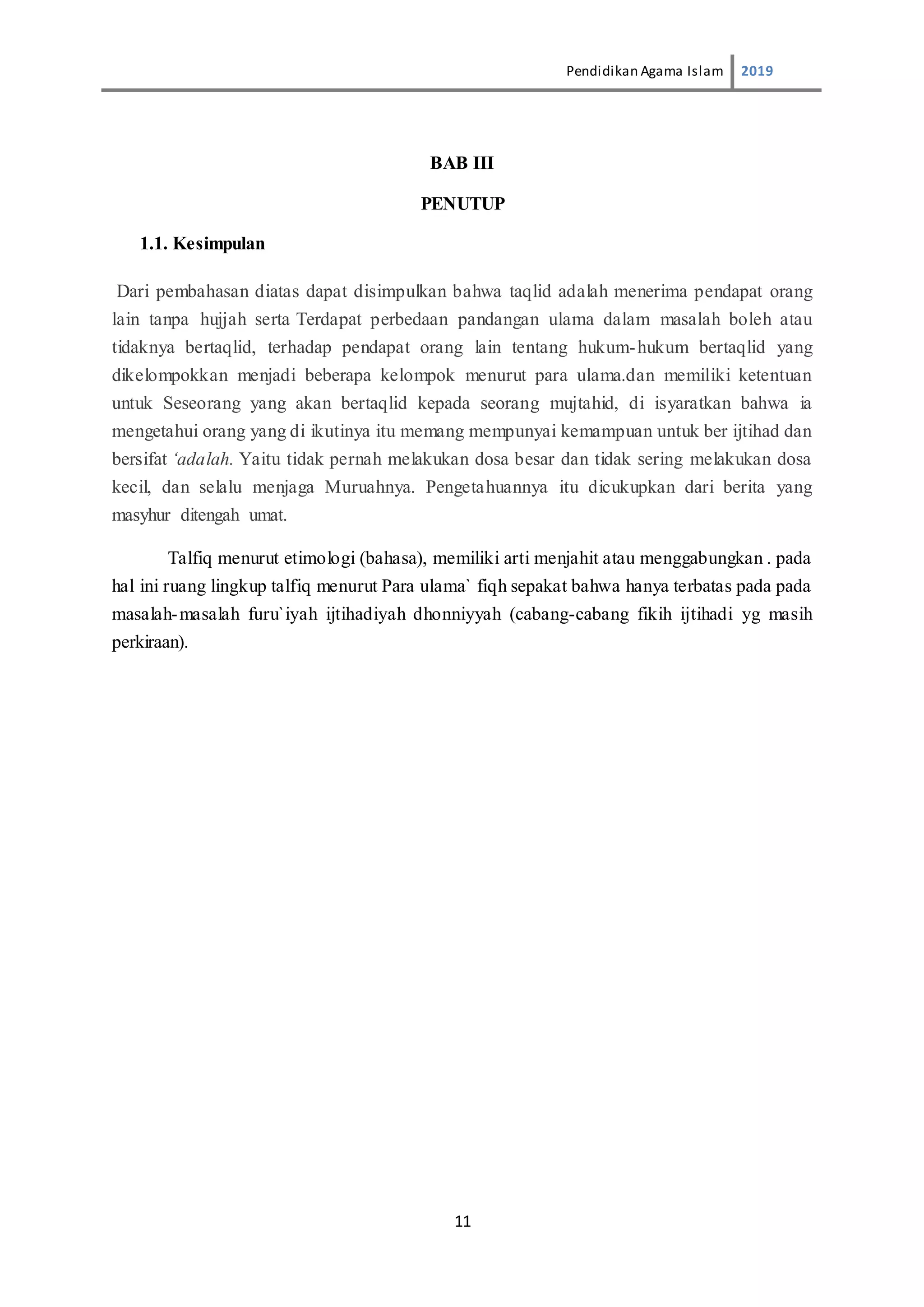 Makalah taqlid | DOCX