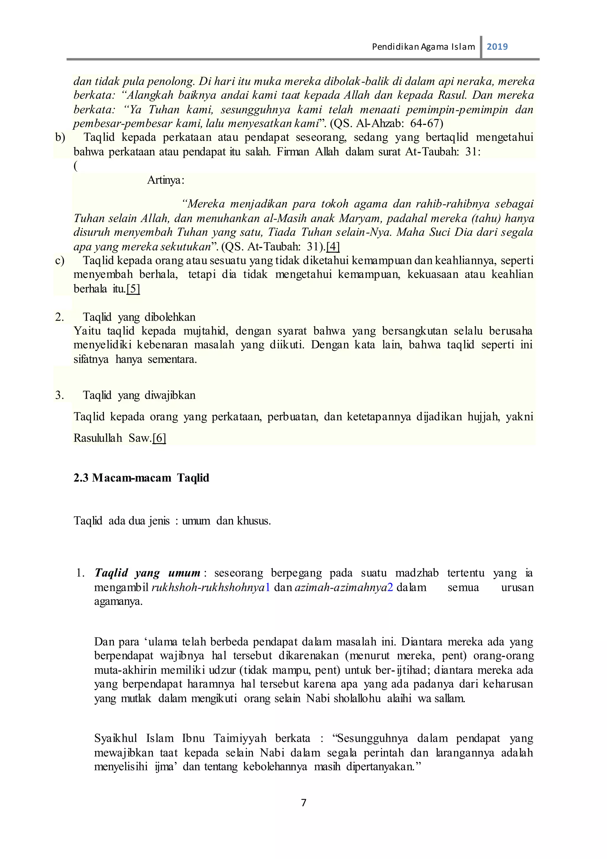 Makalah taqlid | DOCX