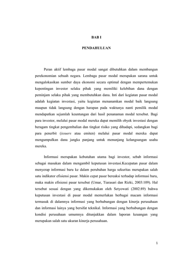Makalah Reaksi Pasar Modal terhadap Laporan Keuangan (Teori Akuntansi ... Makalah Reaksi Pasar Modal terhadap Laporan Keuangan (Teori Akuntansi ...