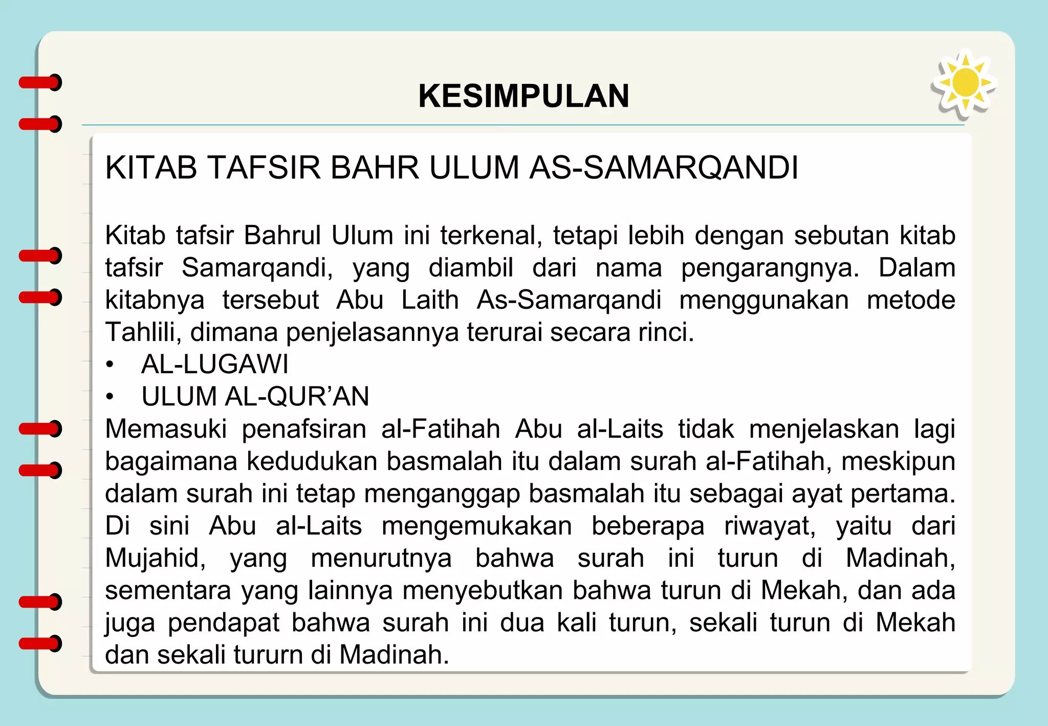 MAKALAH TENTANG KITAB AL- SAMARQANDI ( BAHRUL ULUM).pptx