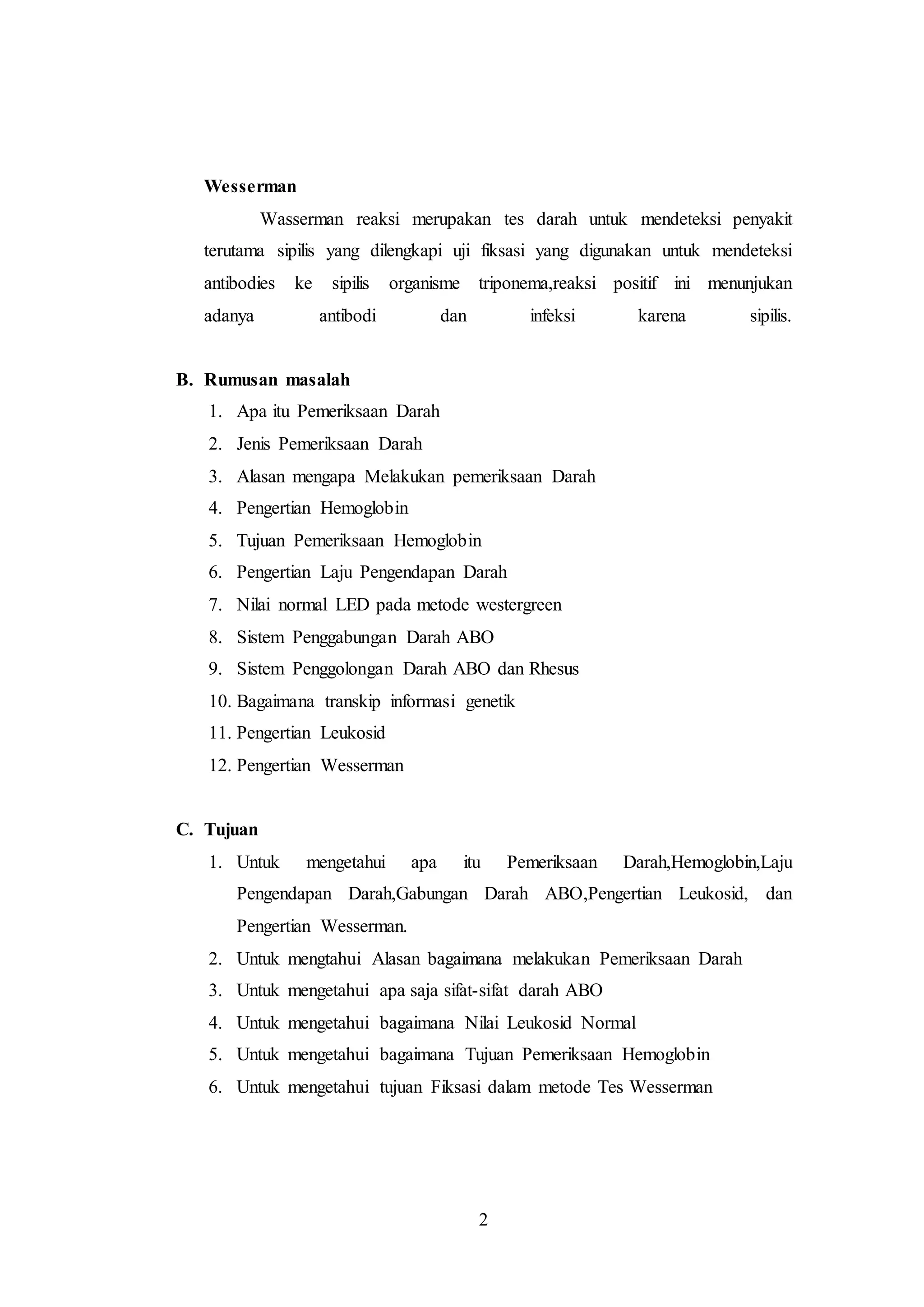 Makalah tentang pemeriksaan laboratorium klinik | DOCX