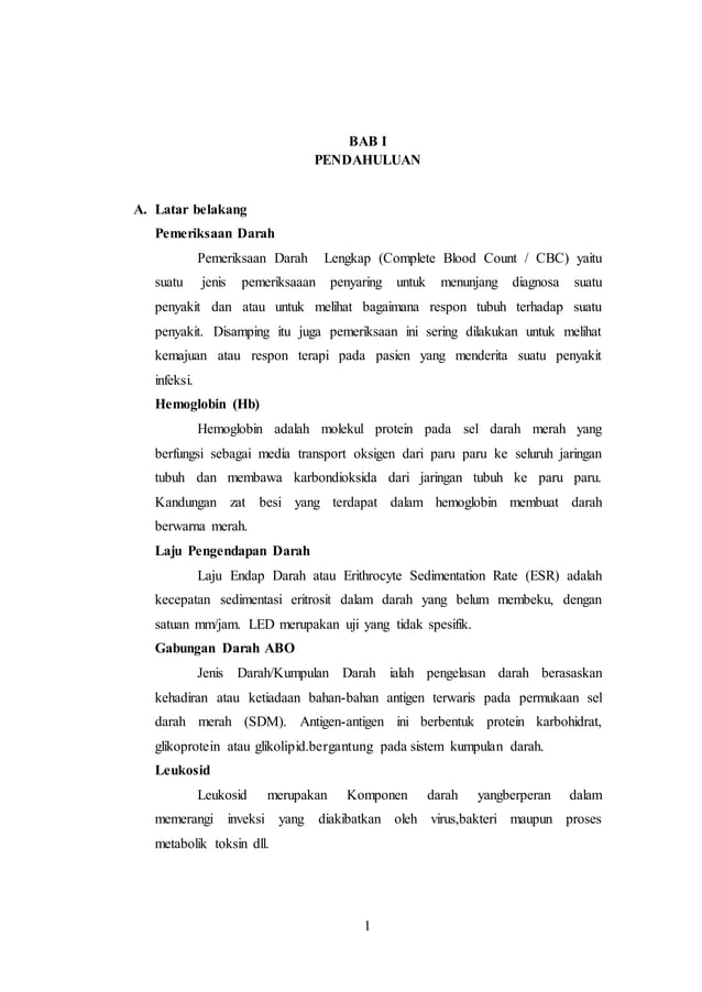 Makalah tentang pemeriksaan laboratorium klinik | DOCX