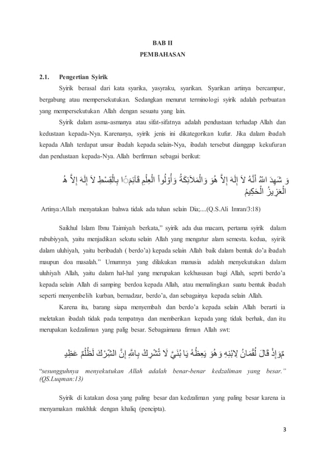 Makalah tentang syirik | DOCX