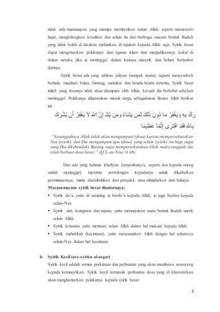 Makalah tentang syirik | DOCX