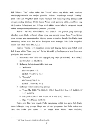 Paper Teologi PB (Roh Kudus Menurut Surat Pastoral) | DOCX