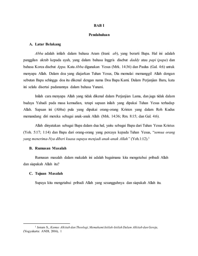 Makalah Teologi perjanjian baru, allah | DOCX