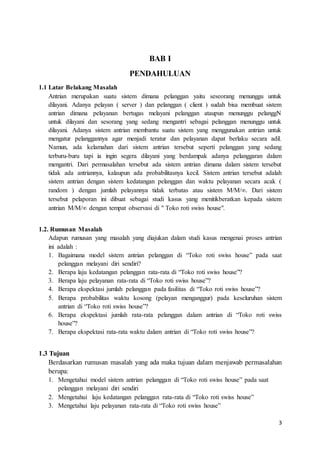 Makalah teori antrian (SISTEM ANTRIAN MM TAK HINGGA) | DOCX