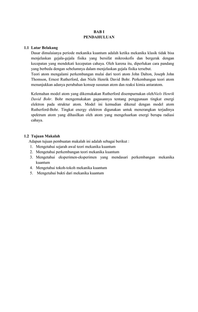 Makalah teori mekanika kuantum | DOCX