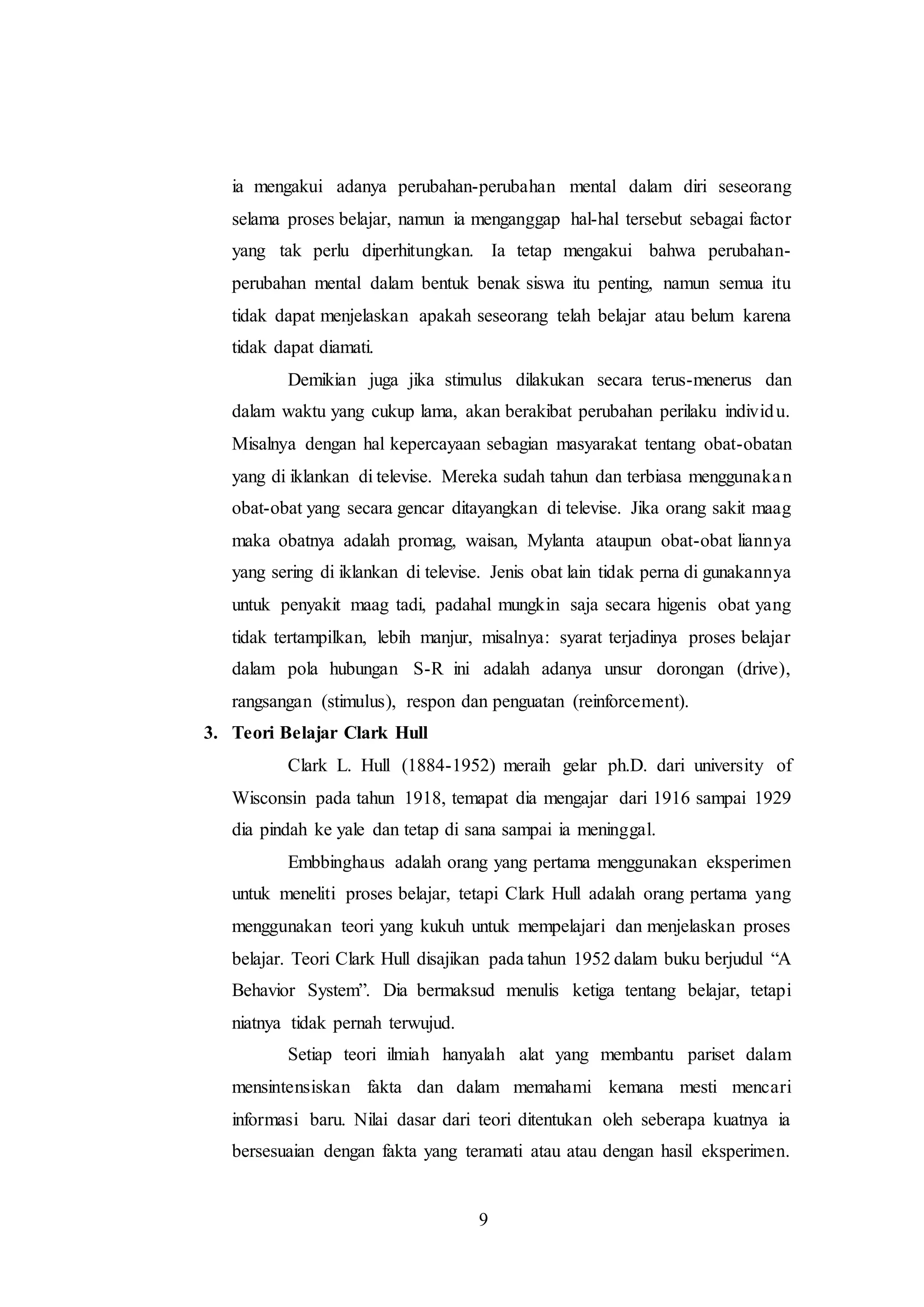 Makalah teori pembelajaran behavioristik | DOCX