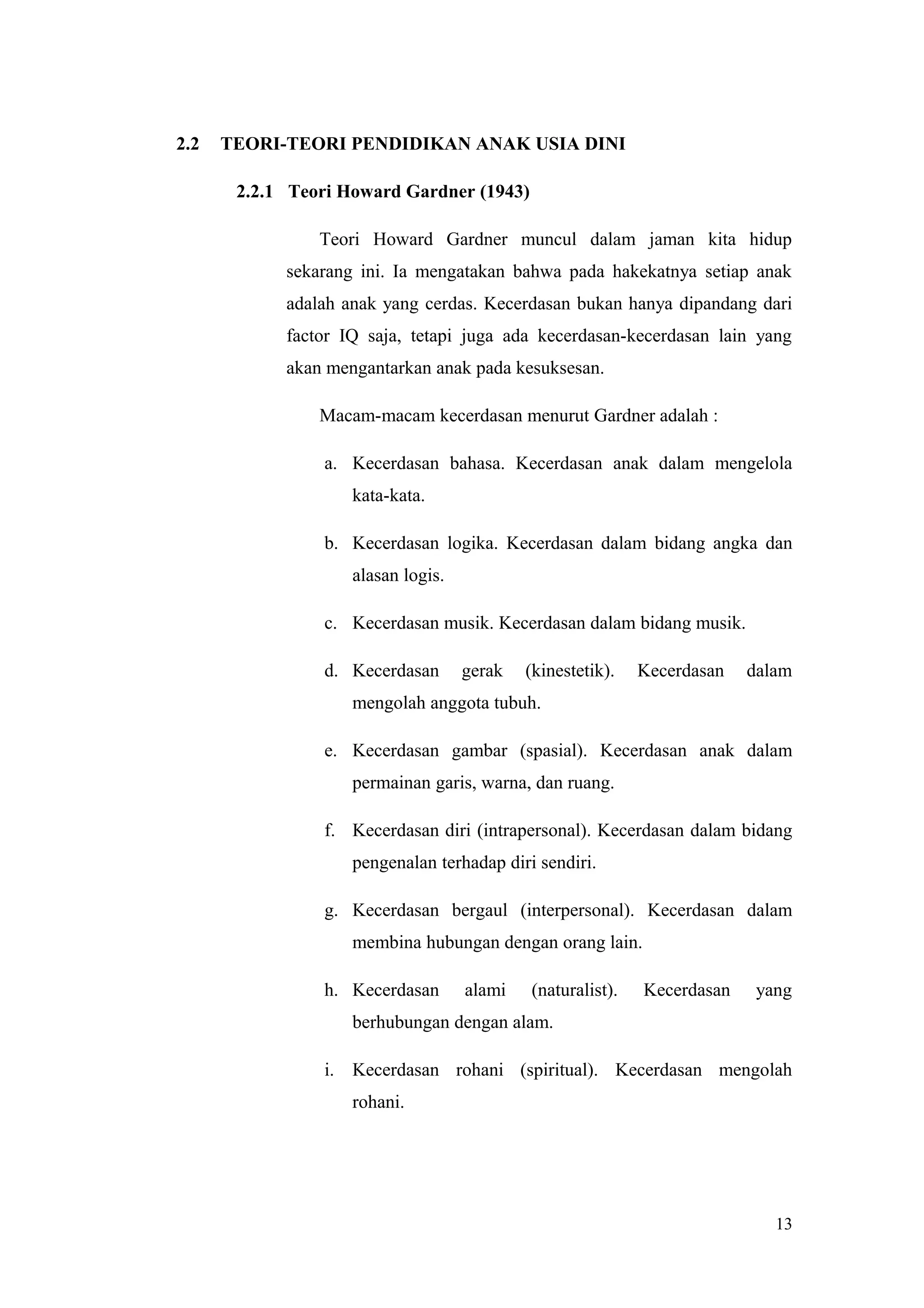Pemikiran tokoh-tokoh dan Teori mengenai Pendidikan Anak Usia Dini | DOC