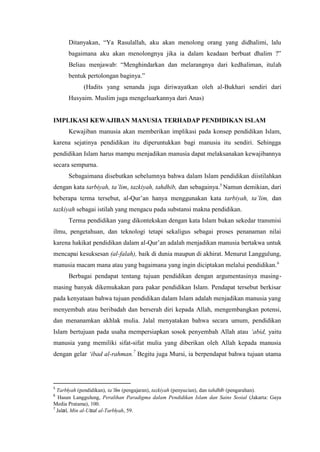 Teologi Pendidikan: Kewajiban Manusia dan Implikasinya Pada Pendidikan Islam | PDF