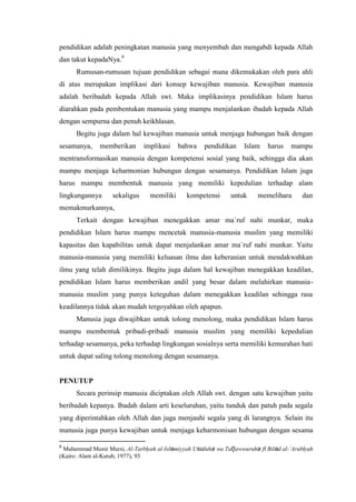 Teologi Pendidikan: Kewajiban Manusia dan Implikasinya Pada Pendidikan Islam | PDF
