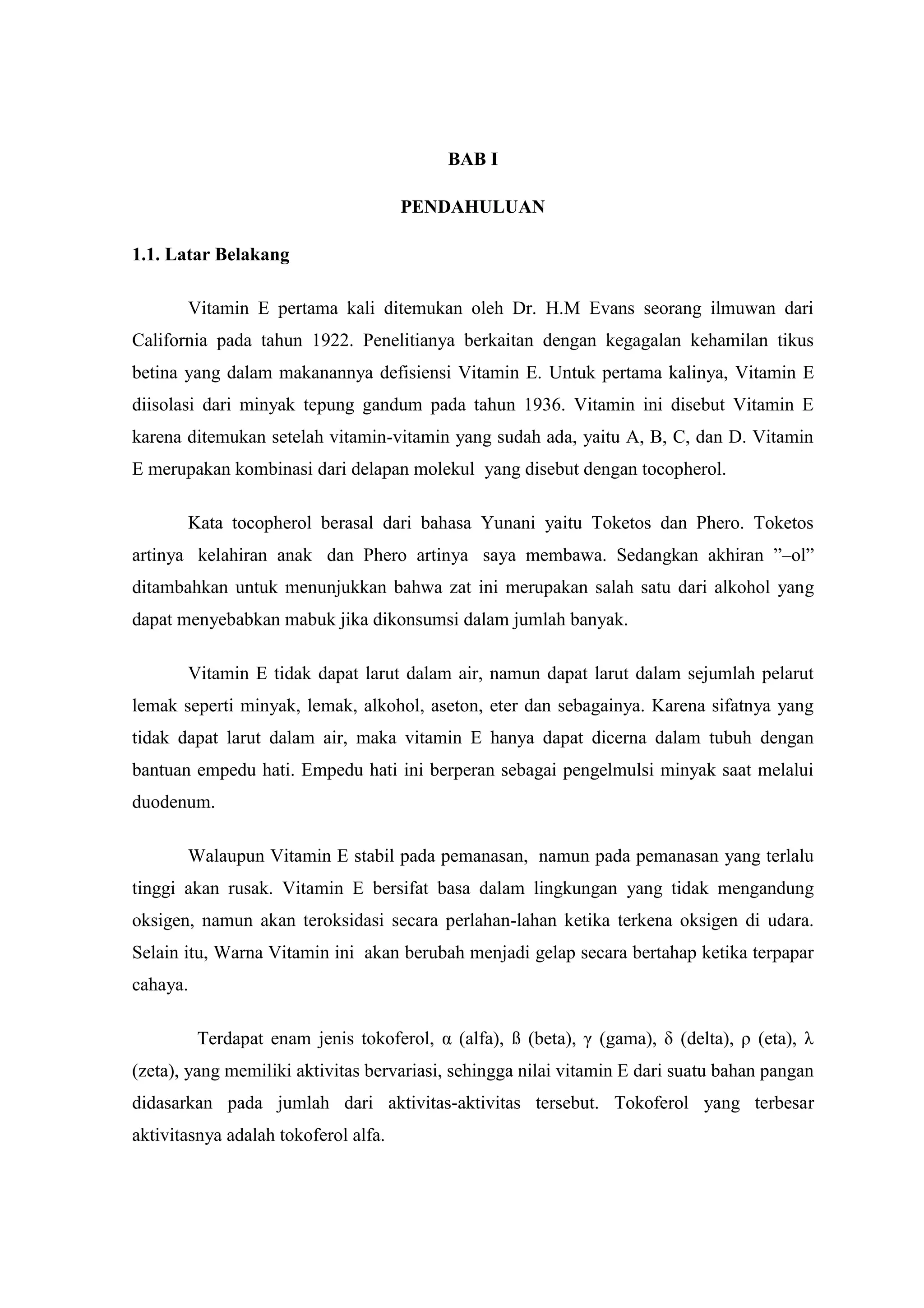Makalah tokoferol | PDF