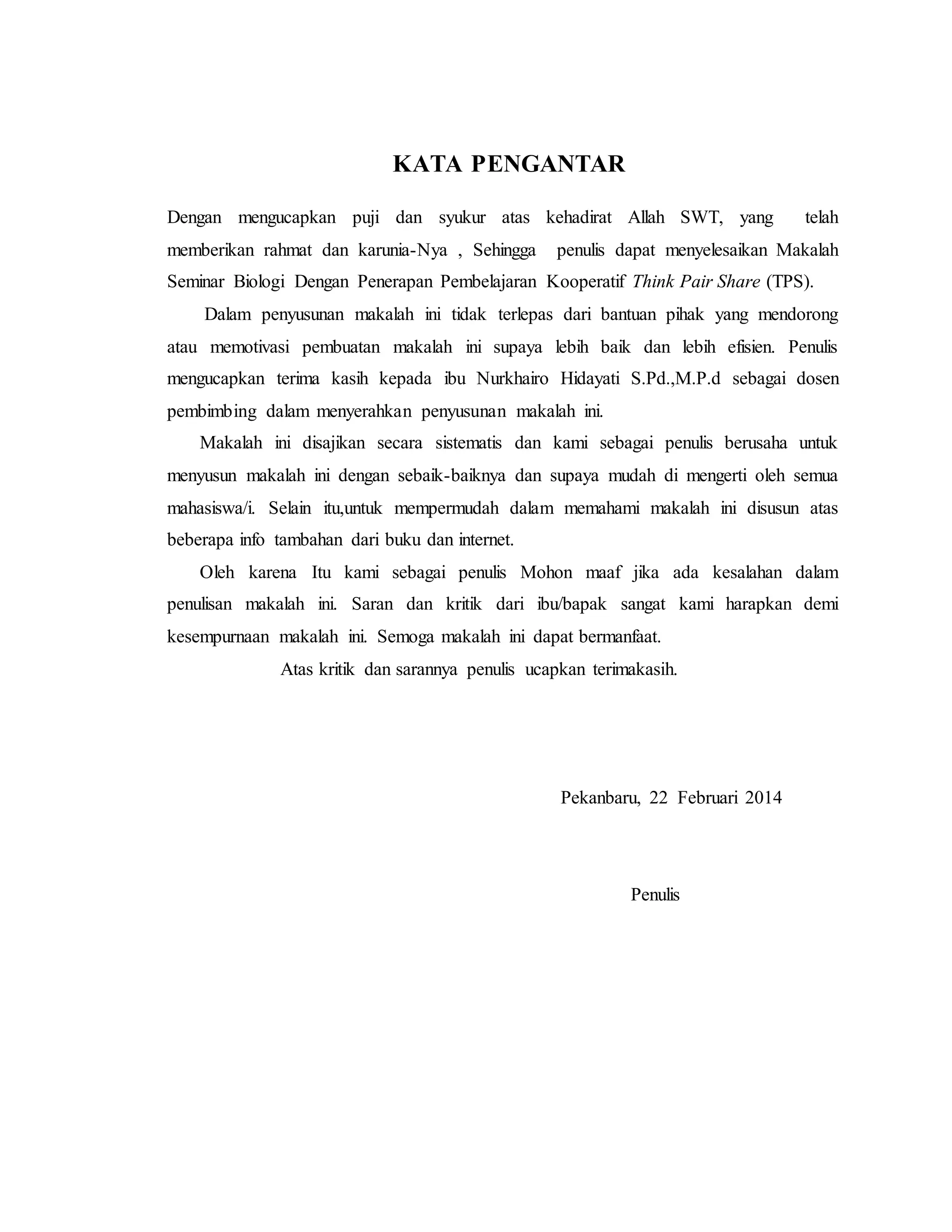 THINK PAIR SHARE (TPS) | PDF