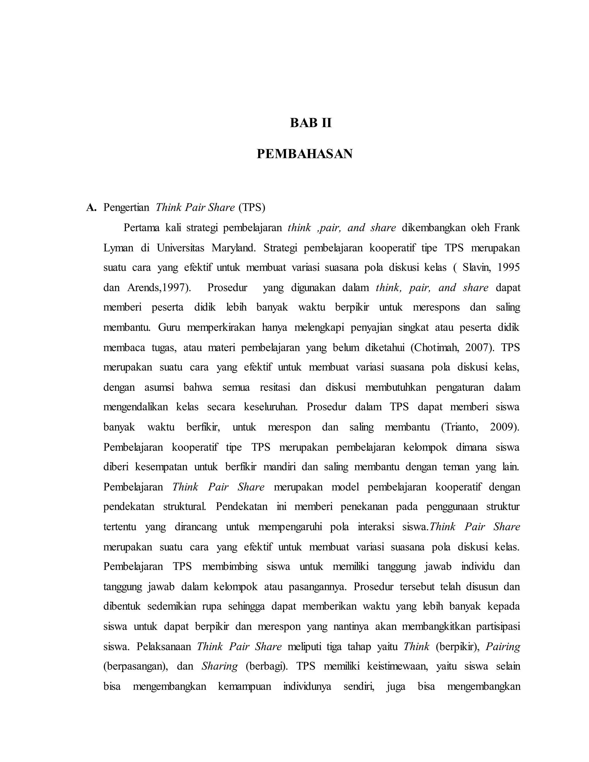 THINK PAIR SHARE (TPS) | PDF