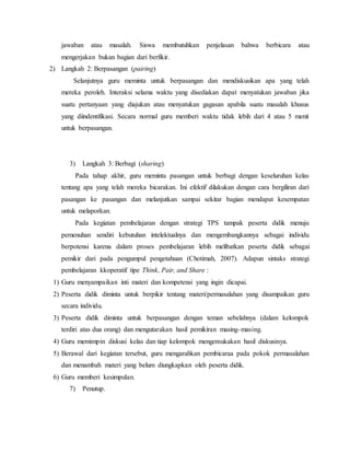 THINK PAIR SHARE (TPS) | PDF