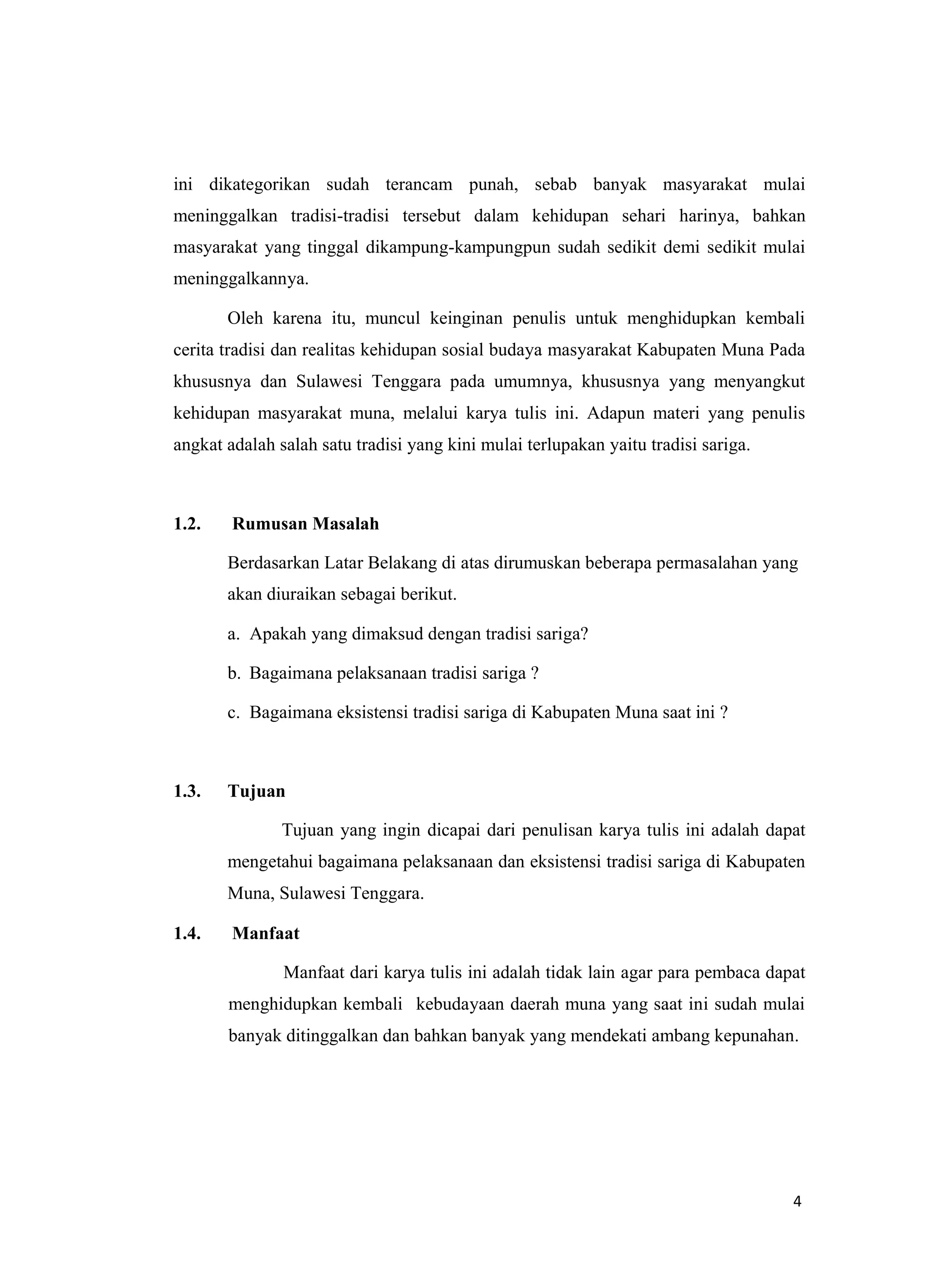 Makalah tradisi sariga kabupaten muna | DOC