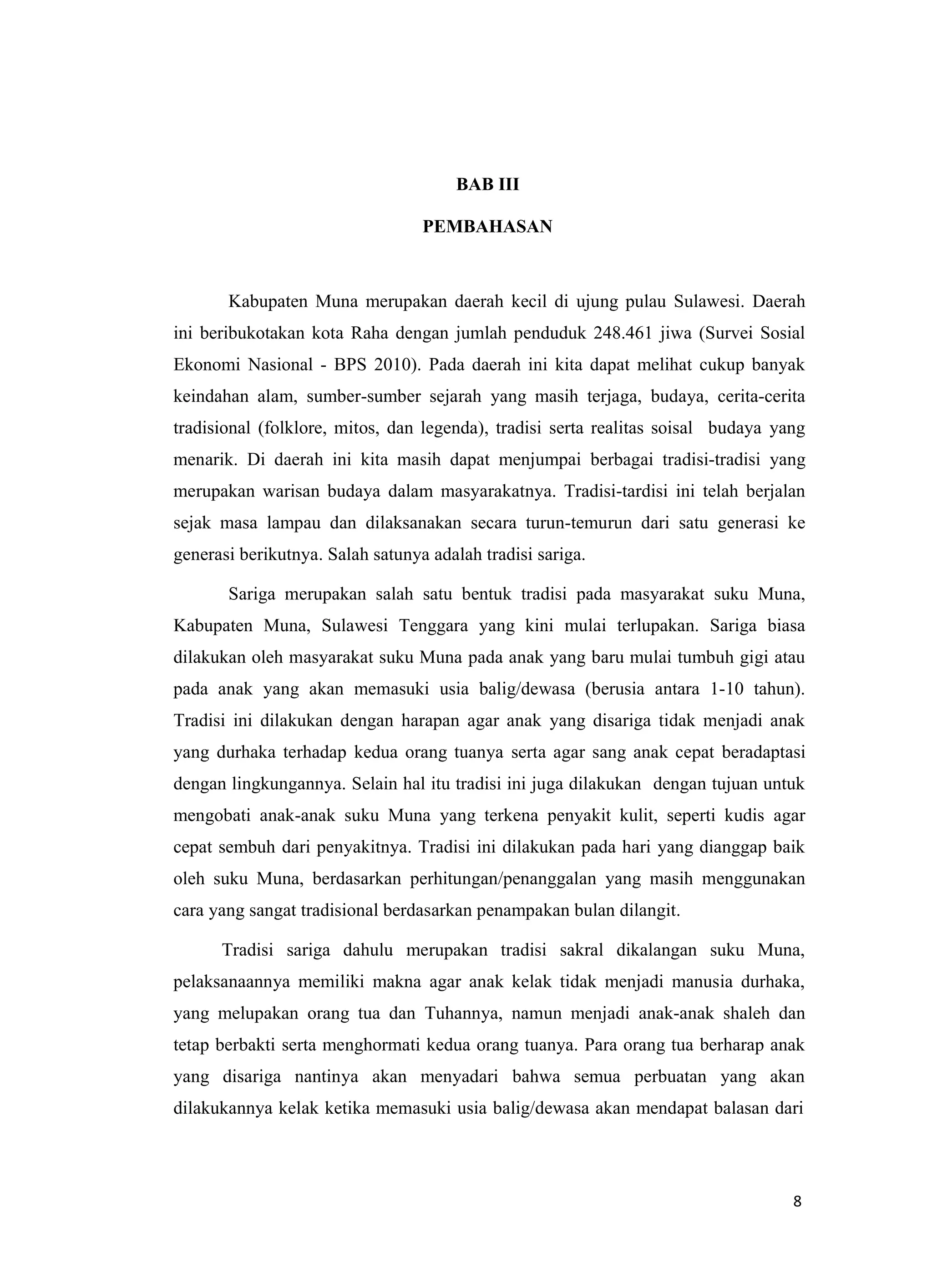 Makalah tradisi sariga kabupaten muna | DOC