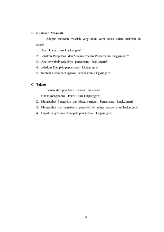 Makalah Pencemaran Lingkungan | DOCX