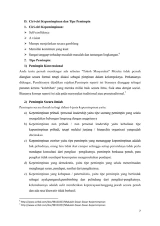 Konsep Dasar Kepemimpinan Pendidikan | DOCX